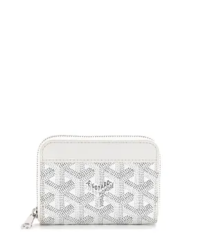 Goyard Pm Matignon Zip Wallet Coated Canvas With Leather - White