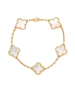 VAN CLEEF & ARPELS Vintage Alhambra 5 Motifs Bracelet 18k And Mother Of Pearl - Gold