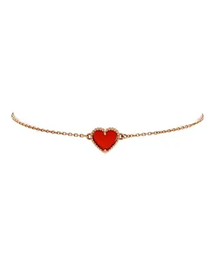 VAN CLEEF & ARPELS Sweet Alhambra Heart Bracelet 18k Rose Gold With Carnelian - Pink