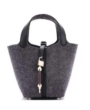 Hermès Pm Picotin Lock Bag Felt With Leather - Gray