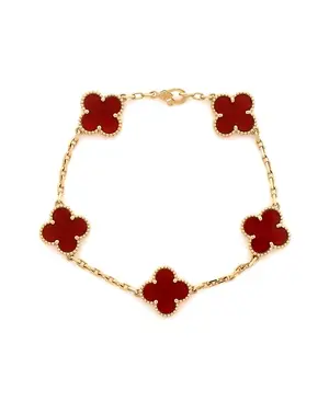 VAN CLEEF & ARPELS Vintage Alhambra 5 Motifs Bracelet 18k And Carnelian - Gold
