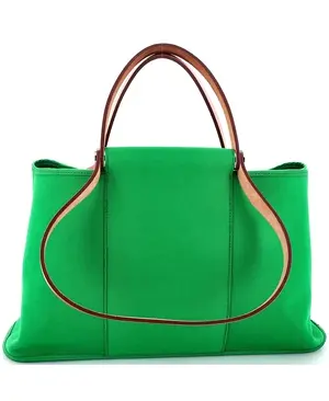 Hermès 39 Cabag Elan Toile And Leather - Green