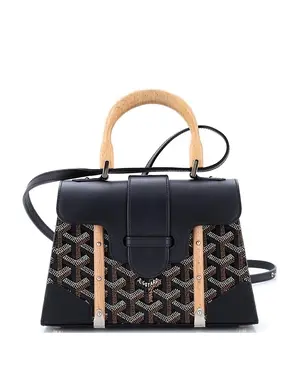 Goyard Structured Saigon Top Handle Bag Coated Canvas With Leather - Black