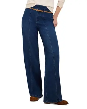 NIC+ZOE Weekend High Rise Wide Leg Belted Jeans - Harbor