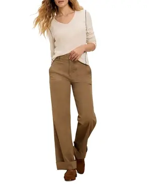 NIC+ZOE Contrast Stitch Long Sleeve Tee - Coconut