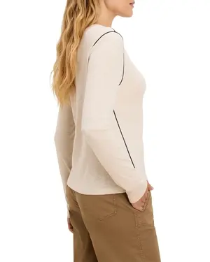 NIC+ZOE Contrast Stitch Long Sleeve Tee - Coconut