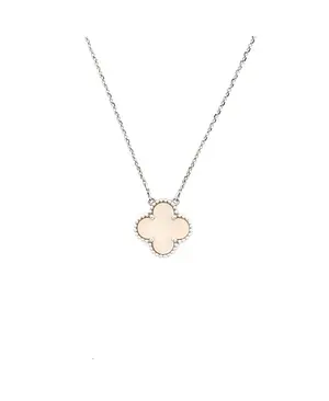 VAN CLEEF & ARPELS Vintage Alhambra Pendant Necklace 18k Gold And Mother Of Pearl, 16.25 - White