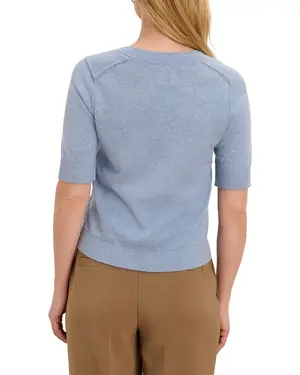 NIC+ZOE Exposed Seam Elbow Sleeve Sweater - Rain