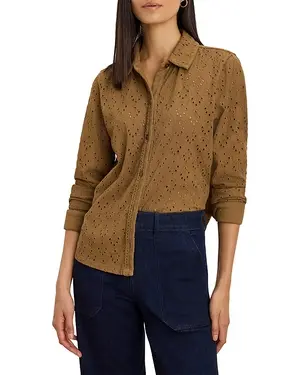 NIC+ZOE Knit Eyelet Shirt - Oak