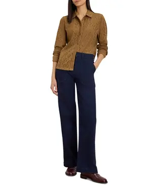 NIC+ZOE Knit Eyelet Shirt - Oak