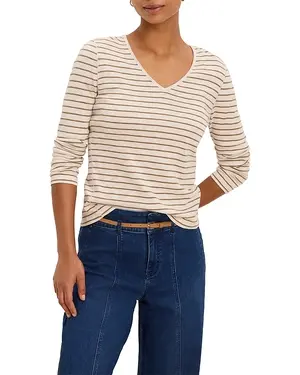NIC+ZOE Striped Long Sleeve Tee - Cream Multi