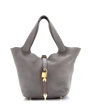 Hermès Mm Picotin Lock Bag Clemence - Gray