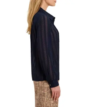 NIC+ZOE Chiffon Jacquard Tuxedo Shirt