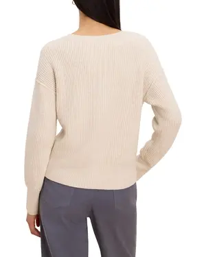 NIC+ZOE Cozy Cottage V Neck Sweater - Coconut