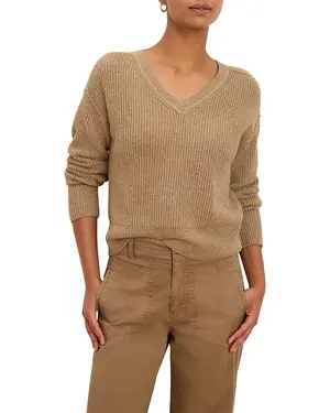 NIC+ZOE Cozy Cottage V Neck Sweater - Oak
