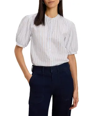 NIC+ZOE Eton Stripe Short Sleeve Shirt - Blue Multi