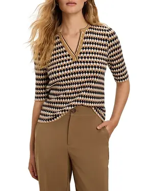 NIC+ZOE Angled Jacquard Sweater - Neutral Multi