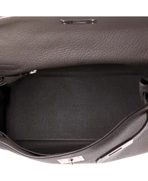 Hermès Kelly 28 Handbag Grey Clemence With Palladium Hardware - Etain