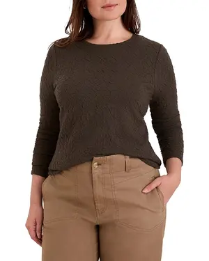 NIC+ZOE Crinkle Knit Long Sleeve Top - Kelp