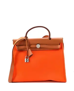 Hermès 31 Herbag Zip Leather And Toile - Orange