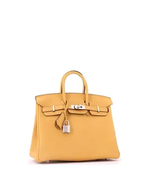 Hermès Birkin 25 Handbag Yellow Togo With Palladium Hardware - Paille