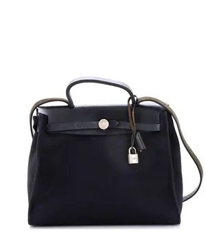 Hermès Pm Herbag Toile And Leather - Black