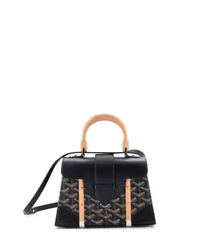 Goyard Mini Structured Saigon Top Handle Bag Coated Canvas With Leather Black