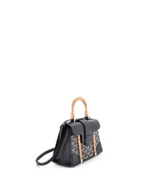 Goyard Structured Saigon Top Handle Bag Coated Canvas With Leather - Black