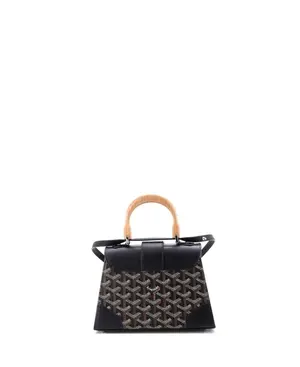 Goyard Structured Saigon Top Handle Bag Coated Canvas With Leather - Black