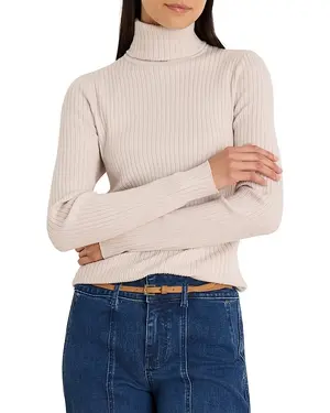 NIC+ZOE Perfect Ribbed Turtleneck Sweater - Sugar Cookie