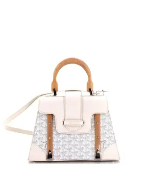 Goyard Pm Saigon Top Handle Bag Coated Canvas With Leather White