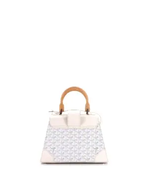 Goyard Pm Saigon Top Handle Bag Coated Canvas With Leather - White