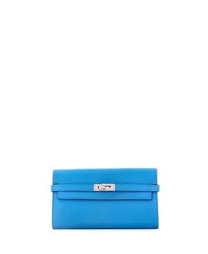 Hermès Long Kelly Wallet Chevre Mysore - Blue