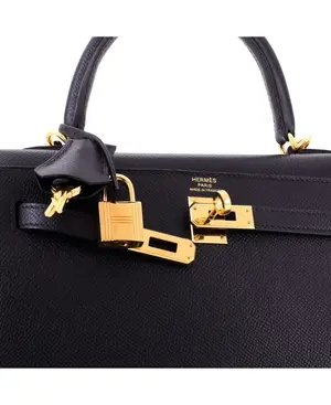 Hermès Kelly 25 Handbag Black Epsom With Gold Hardware - Noir