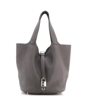 Hermès Gm Picotin Lock Bag Clemence - Gray