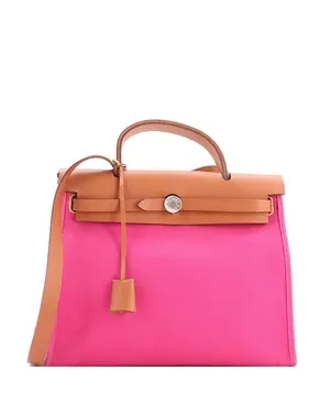 Hermès 31 Herbag Zip Leather And Toile - Pink