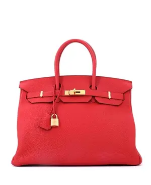 Hermès Birkin 35 Handbag Red Togo With Gold Hardware Vermillon