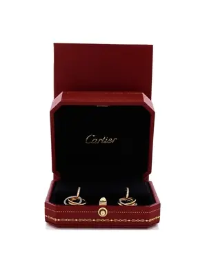 CARTIER Trinity Hoop Dangle Earrings 18k Tricolor With Diamonds