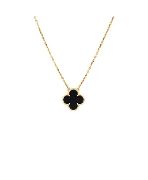 VAN CLEEF & ARPELS Vintage Alhambra Pendant Necklace 18k And Onyx, 16.25 - Gold