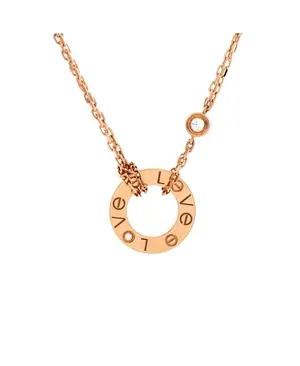 CARTIER 2 Diamonds Love Pendant Necklace 18k Rose Gold And Diamonds, 16 - Pink