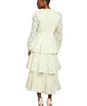 Coast Long Sleeve Lace Tiered Midi Dress