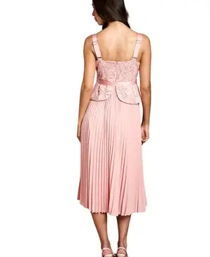 Coast Lace Peplum Belted Midi Dress