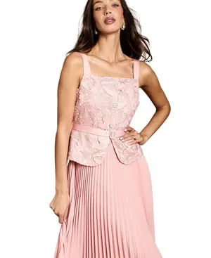 Coast Lace Peplum Belted Midi Dress