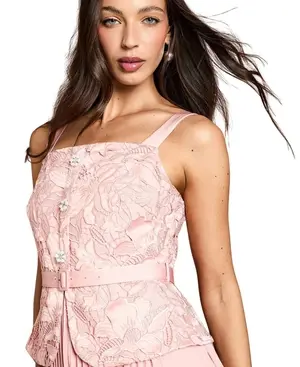 Coast Lace Peplum Belted Midi Dress