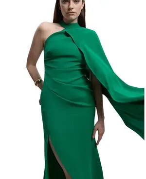 Karen Millen One Shoulder Cape Sleeve Maxi Dress