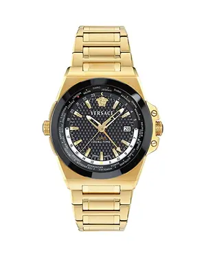 Versace Greca Reaction Gmt Bracelet Watch, 41mm - Gold