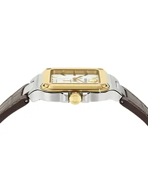Versace Greca Edge Leather Watch, 38mm X 49mm