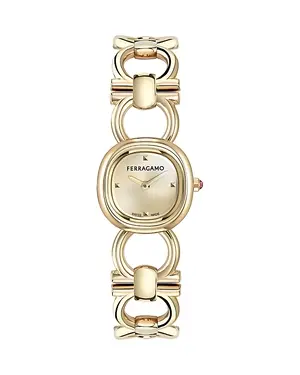 FERRAGAMO Double Gancini Petite Bracelet Watch, 21mm - Gold