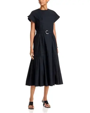3.1 Phillip Lim Pleated Poplin Midi Dress - Black