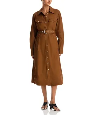 3.1 Phillip Lim Belted Utility Cotton Midi Shirt Dress
